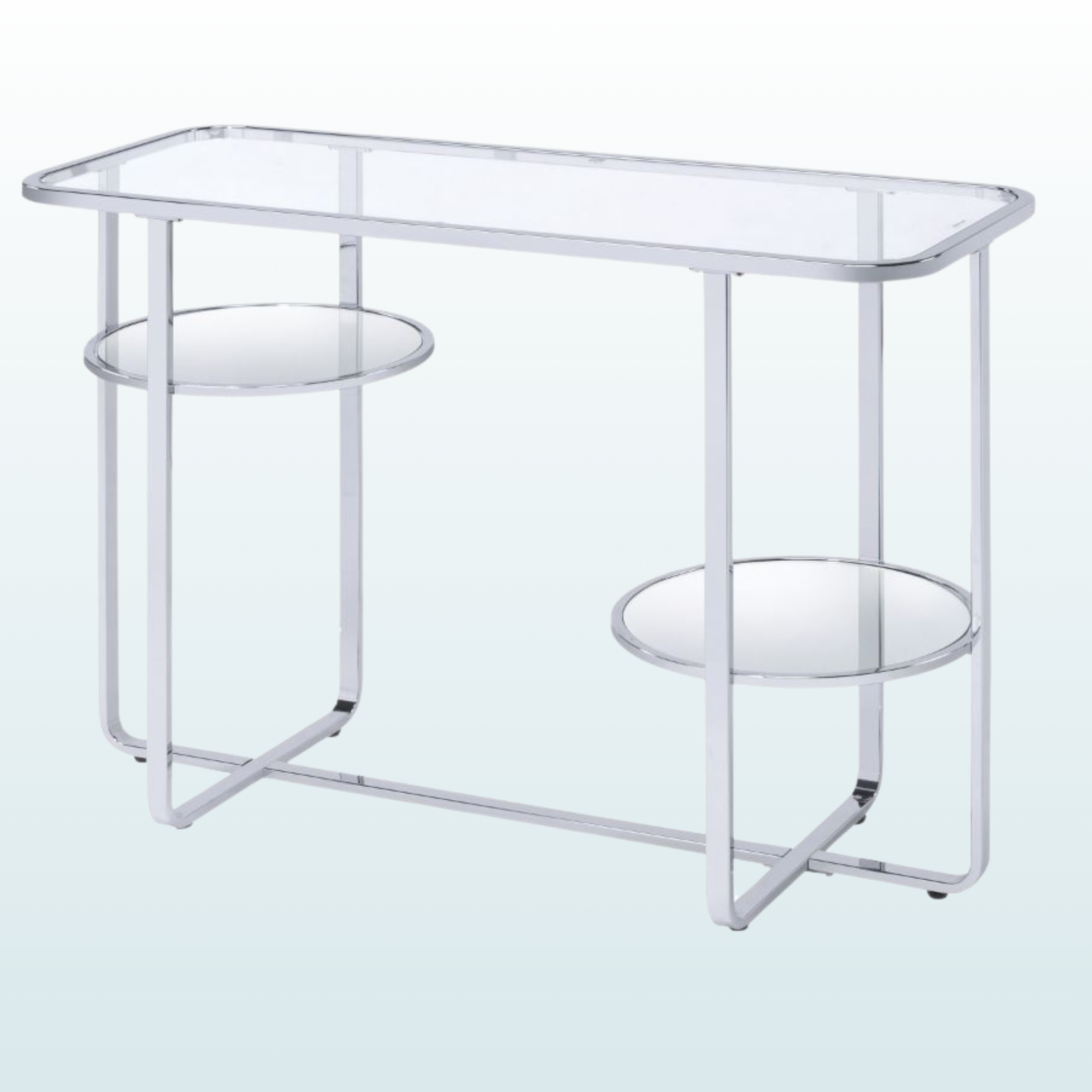 Ivy Bronx Dakota chrome & glass sofa table | Wayfair