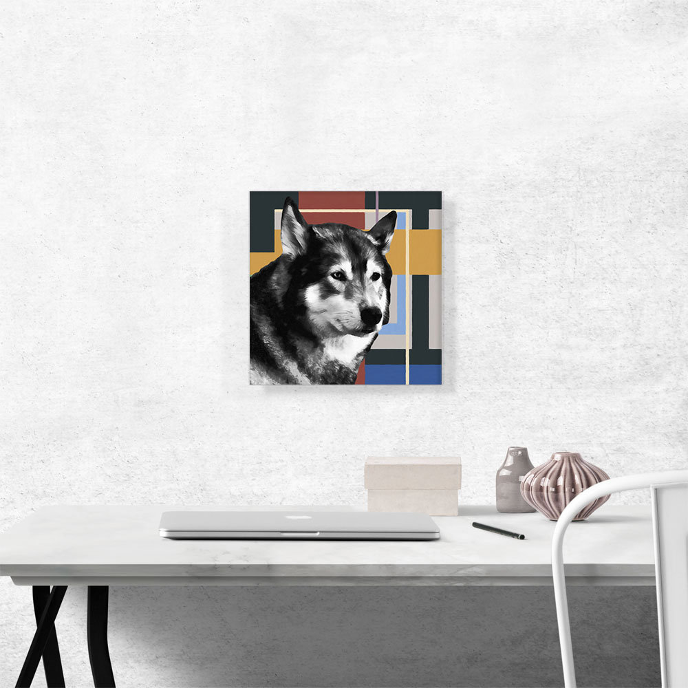 ARTCANVAS Alaskan Malamute Dog Breed Blue Yellow Red Canvas Art Print ...