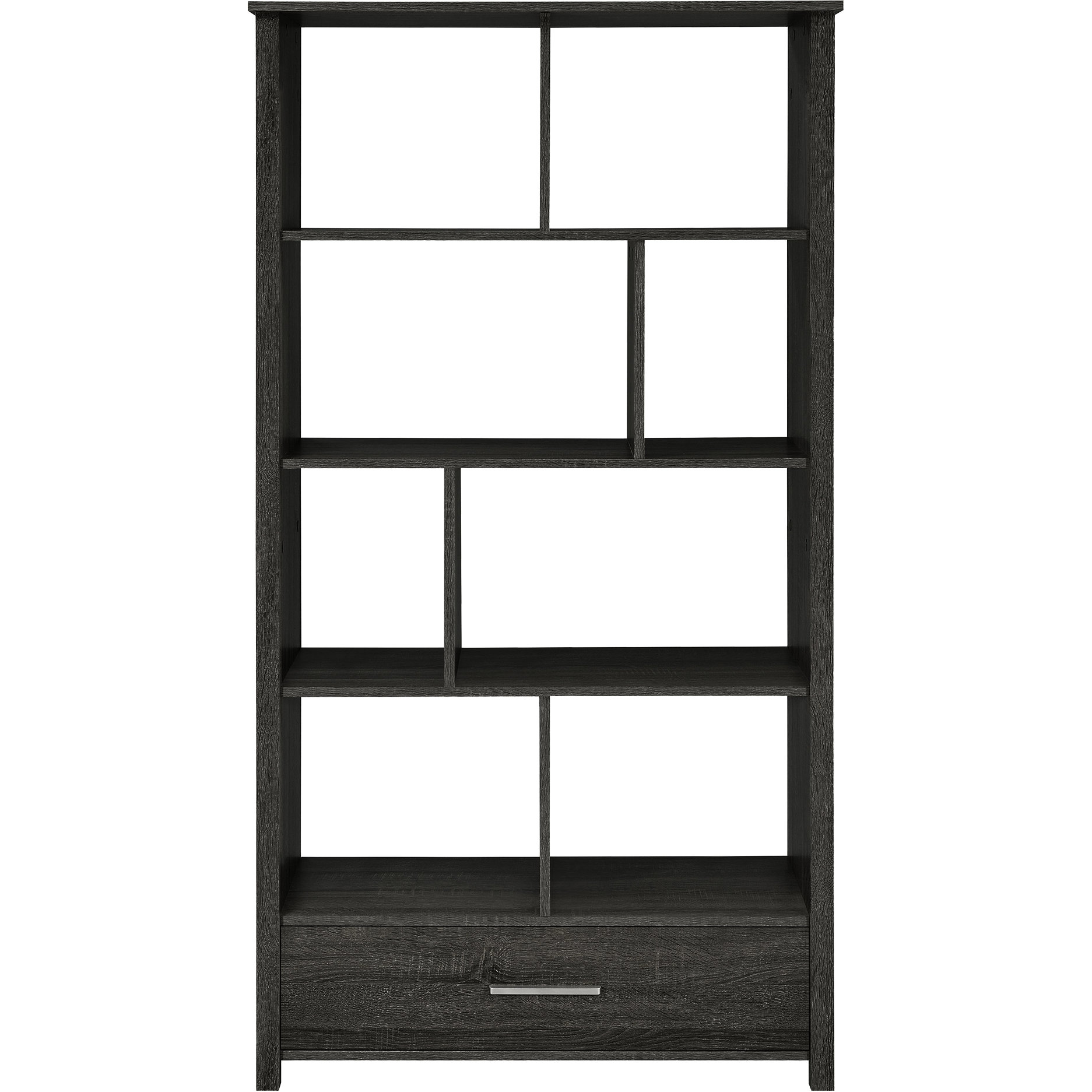 FusionFurnishings 4 - Shelf High Storage Bookshelf With Curved Glass ...