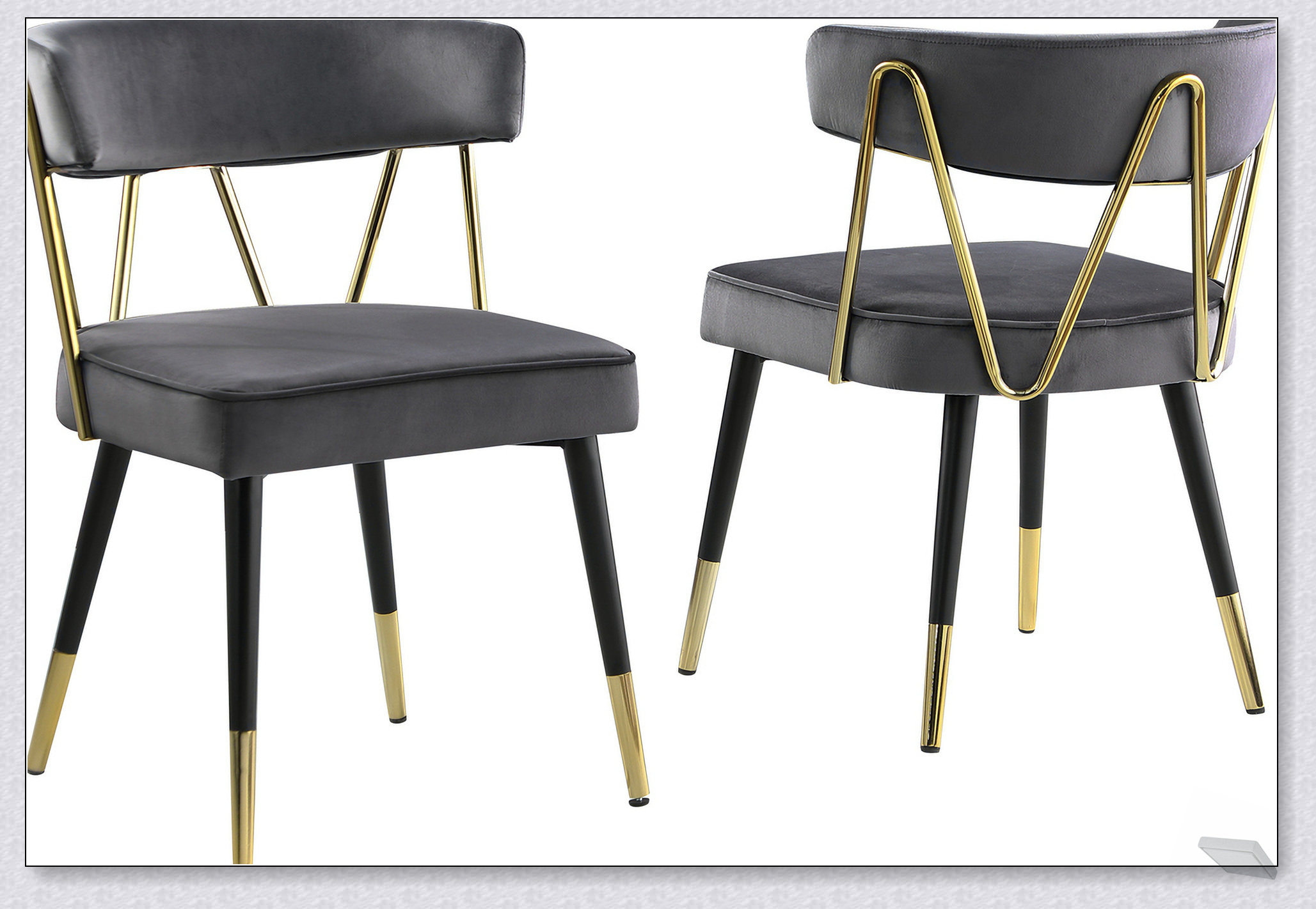 Everly Quinn Glam Velvet Dining Chair Set of 2, Padded and Upholstered ...
