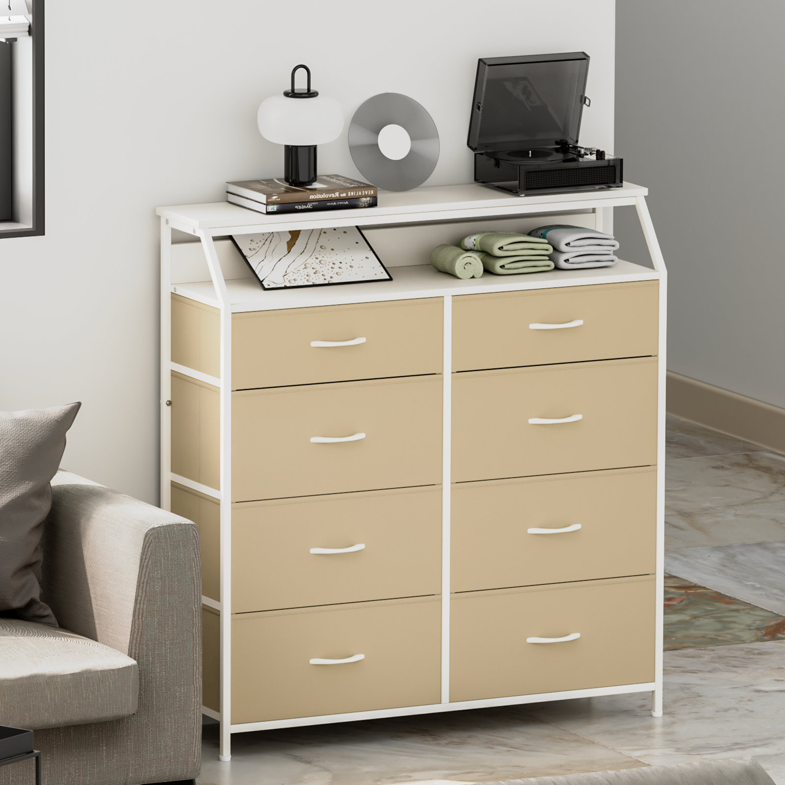 17 Stories Arola 8-Drawer Dresser, Fabric Storage Tower Chest Organizer ...