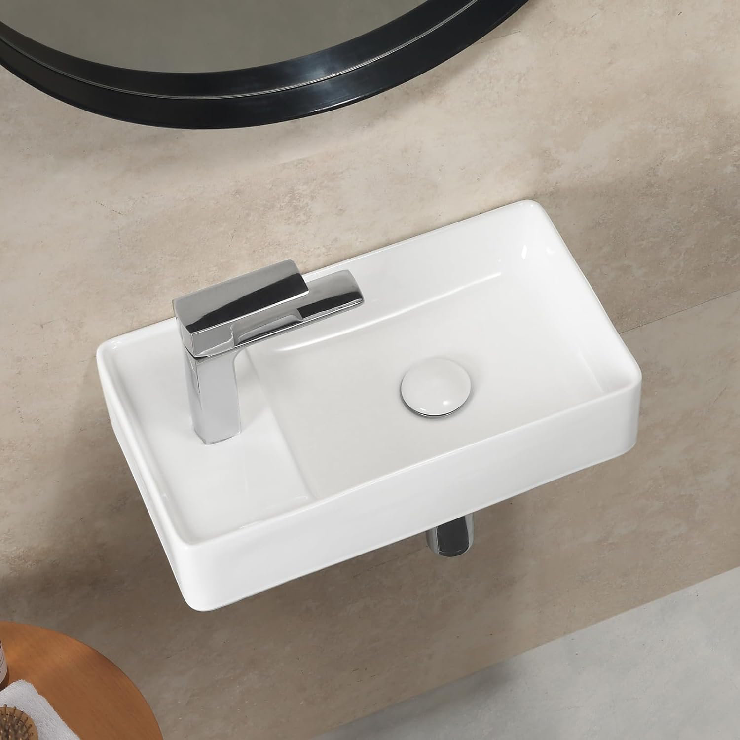 MOHOME Petit lavabo vasque avec bonde escamotable, lavabo de salle de ...