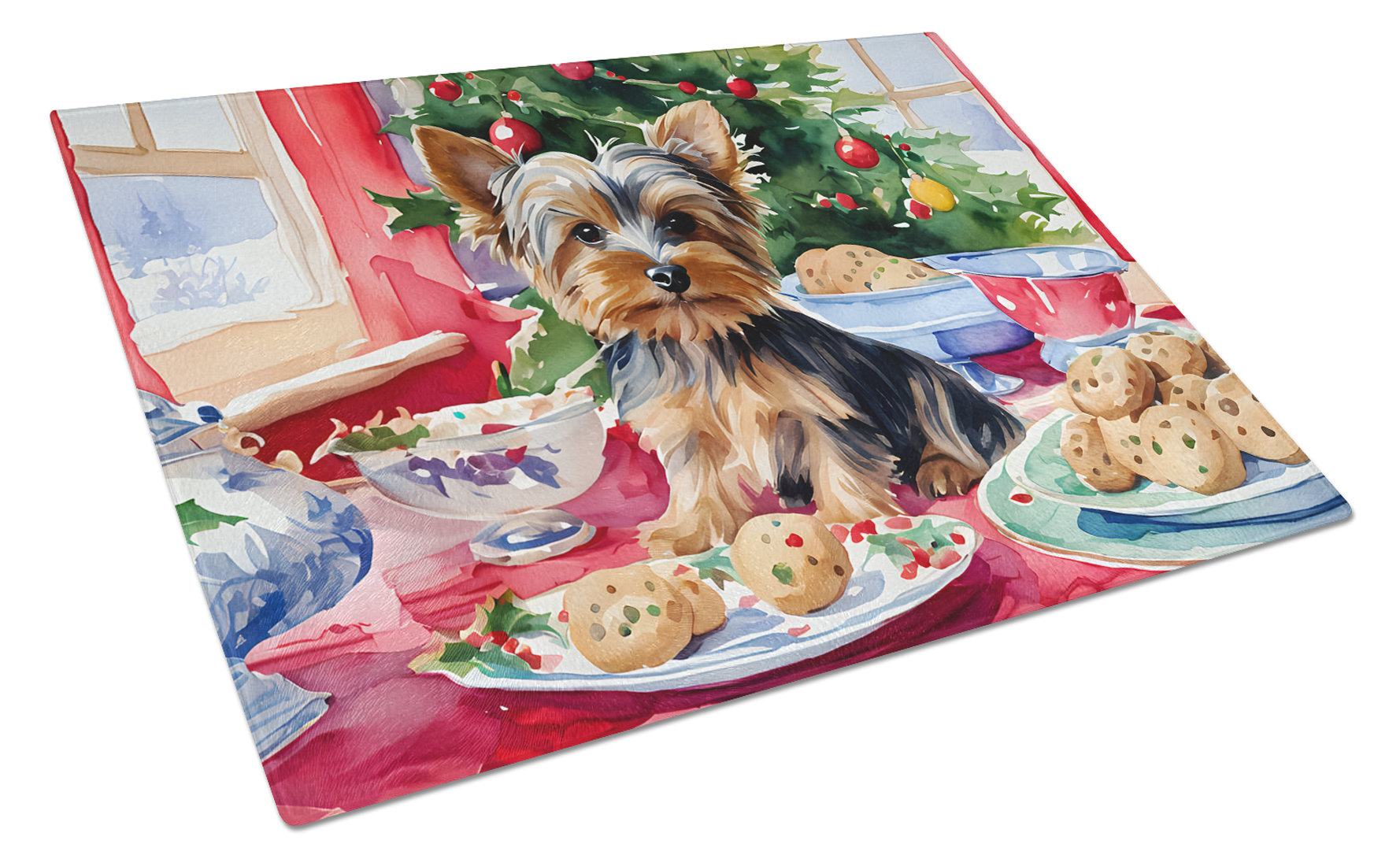Caroline's Treasures Yorkshire Terrier Yorkie Christmas Cookies Glass ...