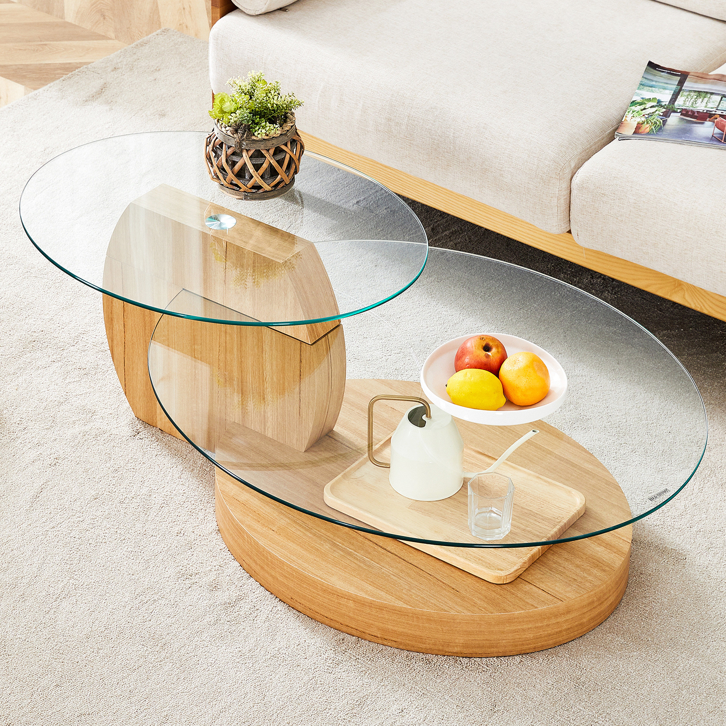 Ivy Bronx Light Wood Grain Double Layer Coffee Table | Wayfair