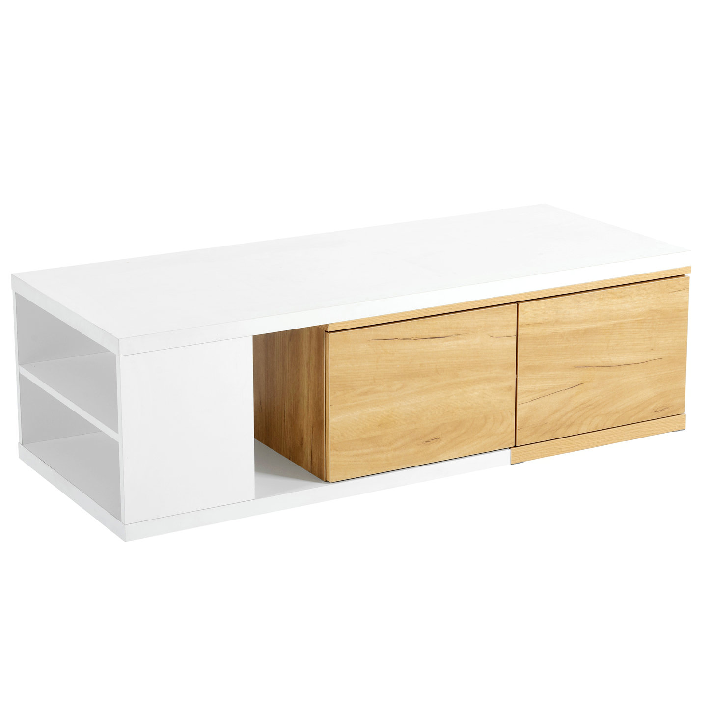 Brayden Studio® Extendable Coffee Table With 2 Storage Drawers, Center ...