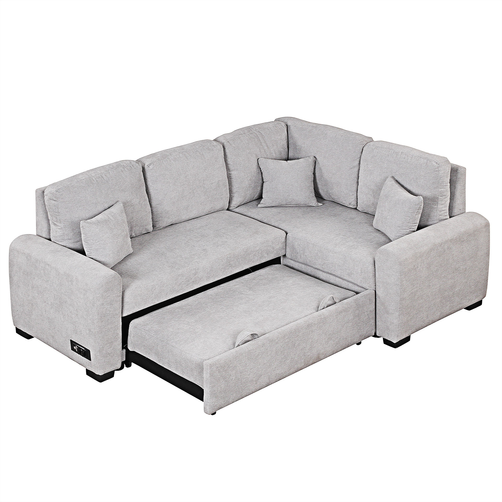 Latitude Run® Hyeres Sectional Sleeper Sofa with USB Port and Plug ...