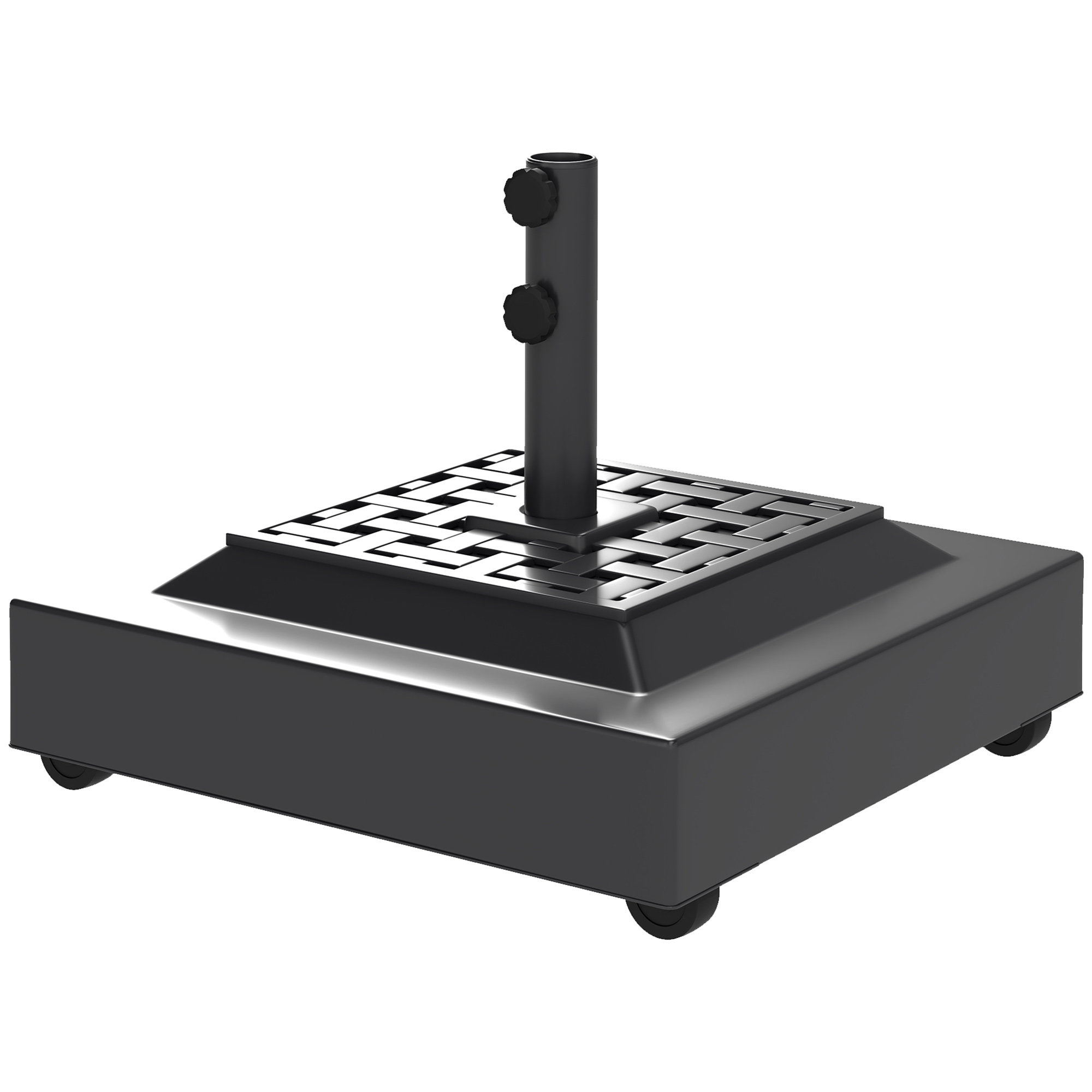 Arlmont & Co. Outdoor Umbrella Stand Base with Wheels, Heavy Duty Patio Umbrella Base, Filled Up ...