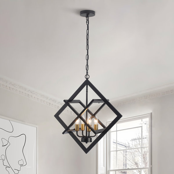 Ivy Bronx 4 - Light Dimmable Modern Lantern Geometric Cage Pendant ...