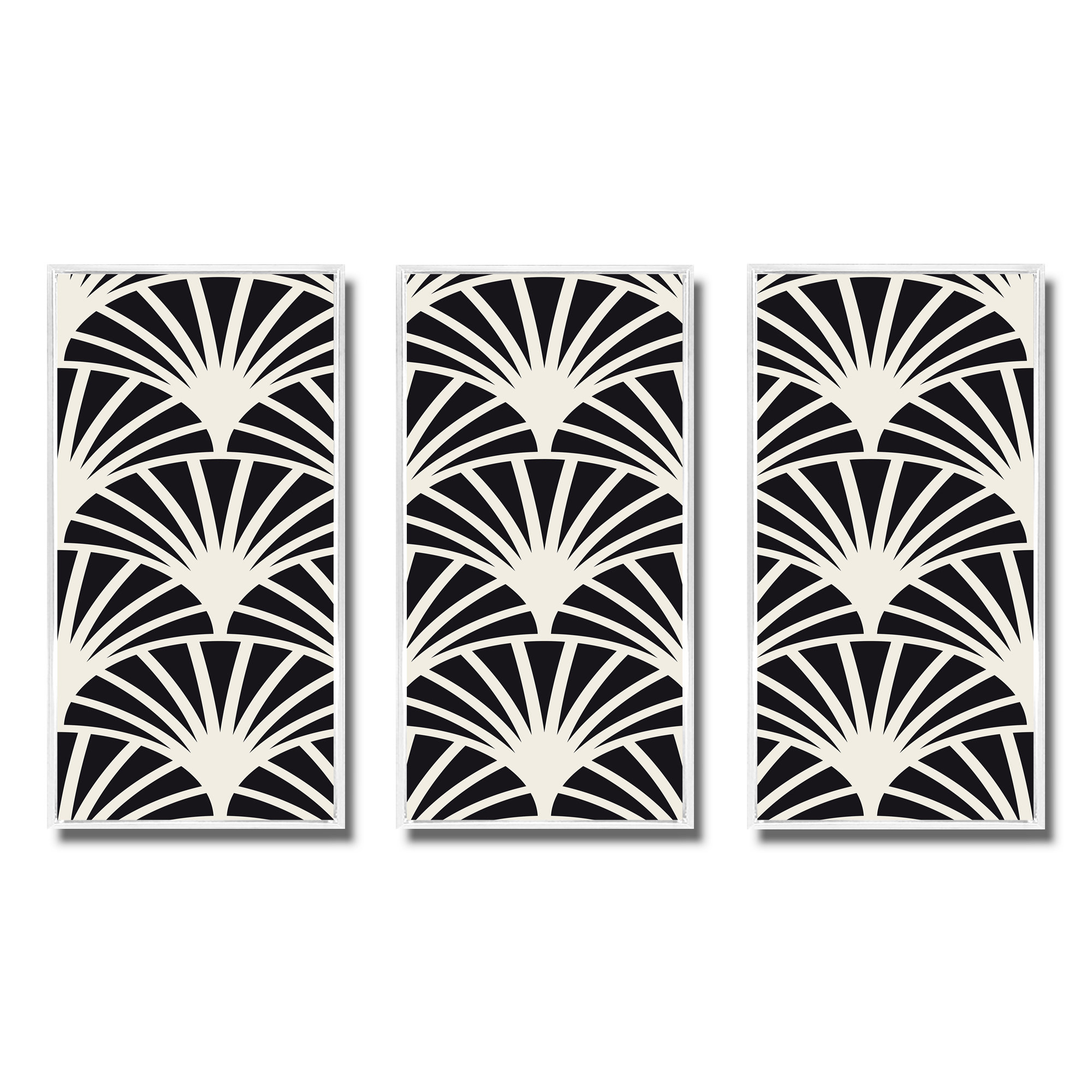 Winston Porter Retro Art Deco Waves I - 3 Piece Picture Frame Print on ...