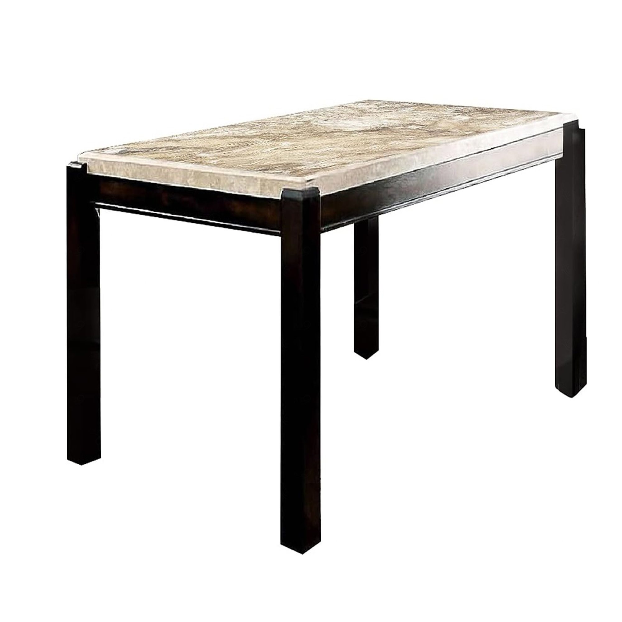 ExAchat Transitional Dark Walnut Dining Table w Genuine Marble Top ...