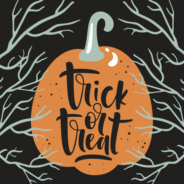 Bay Isle Home Jaquil Hand Drawn "Trick Or Treat" Halloween Card With ...