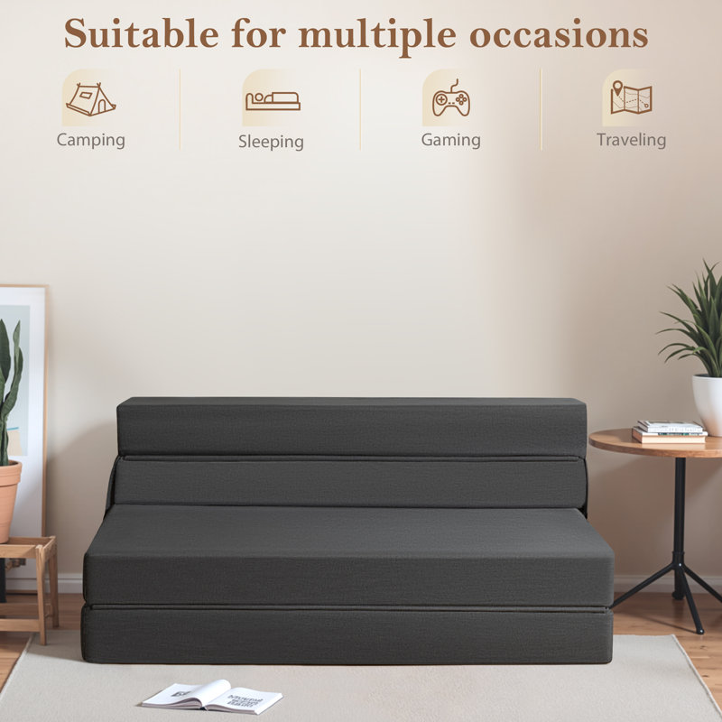 Latitude Run® 81" W x 41.3" D Folding Sofa Bed -Fold Out Couch, High ...