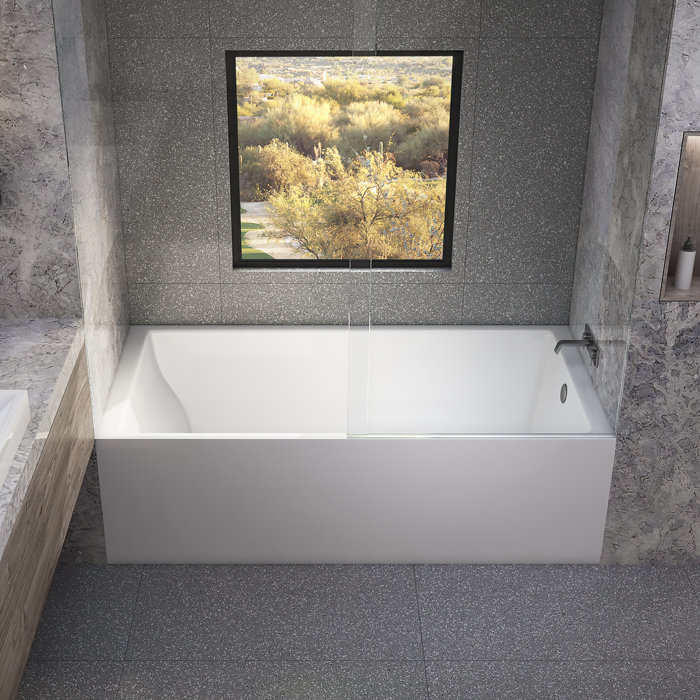 Malibu Home Driftwood 72" x 34" Alcove/Tile In Soaking Acrylic Bathtub ...