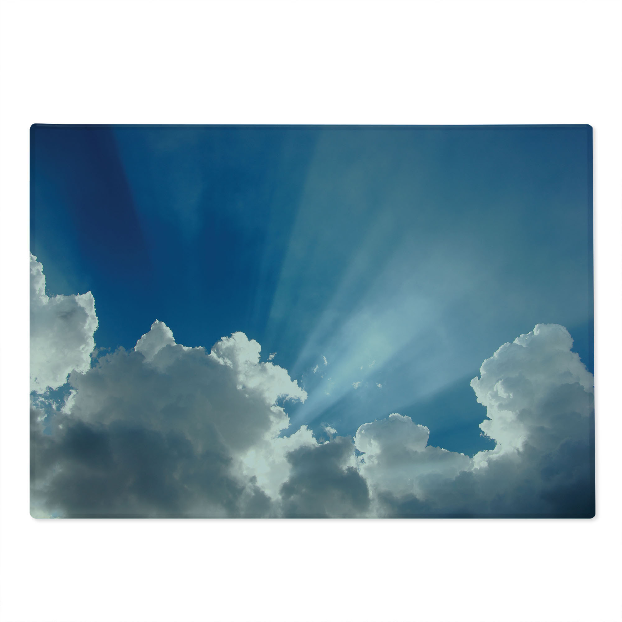 Ambesonne Blue White Cutting Board Large Size Sky Clouds Sun Rays Blue ...