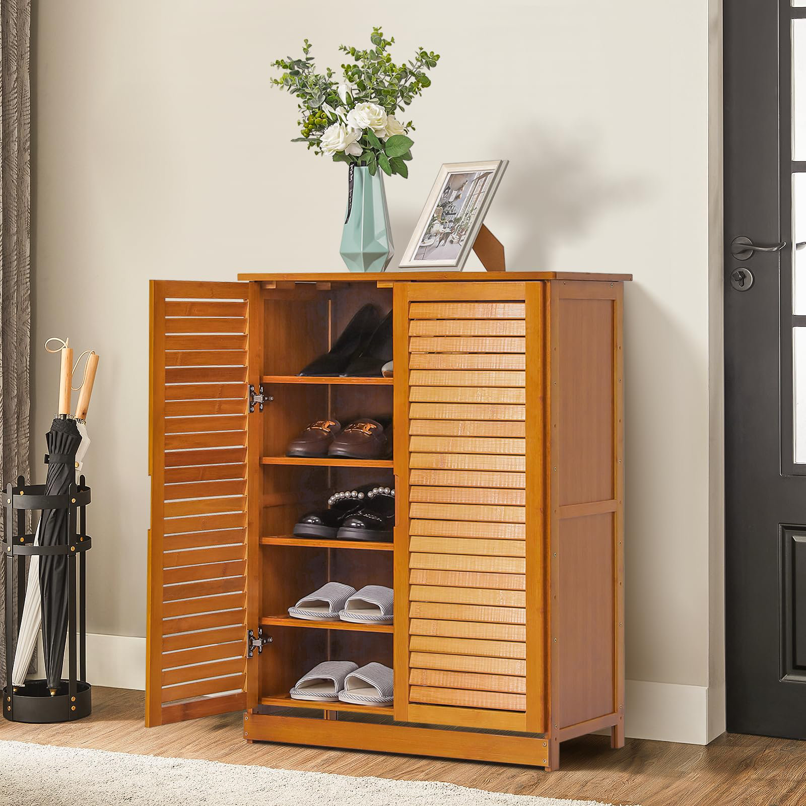 Lark Manor 5 Tier Shoe Cabinet Shoe Storage Organizer With Shutter ...