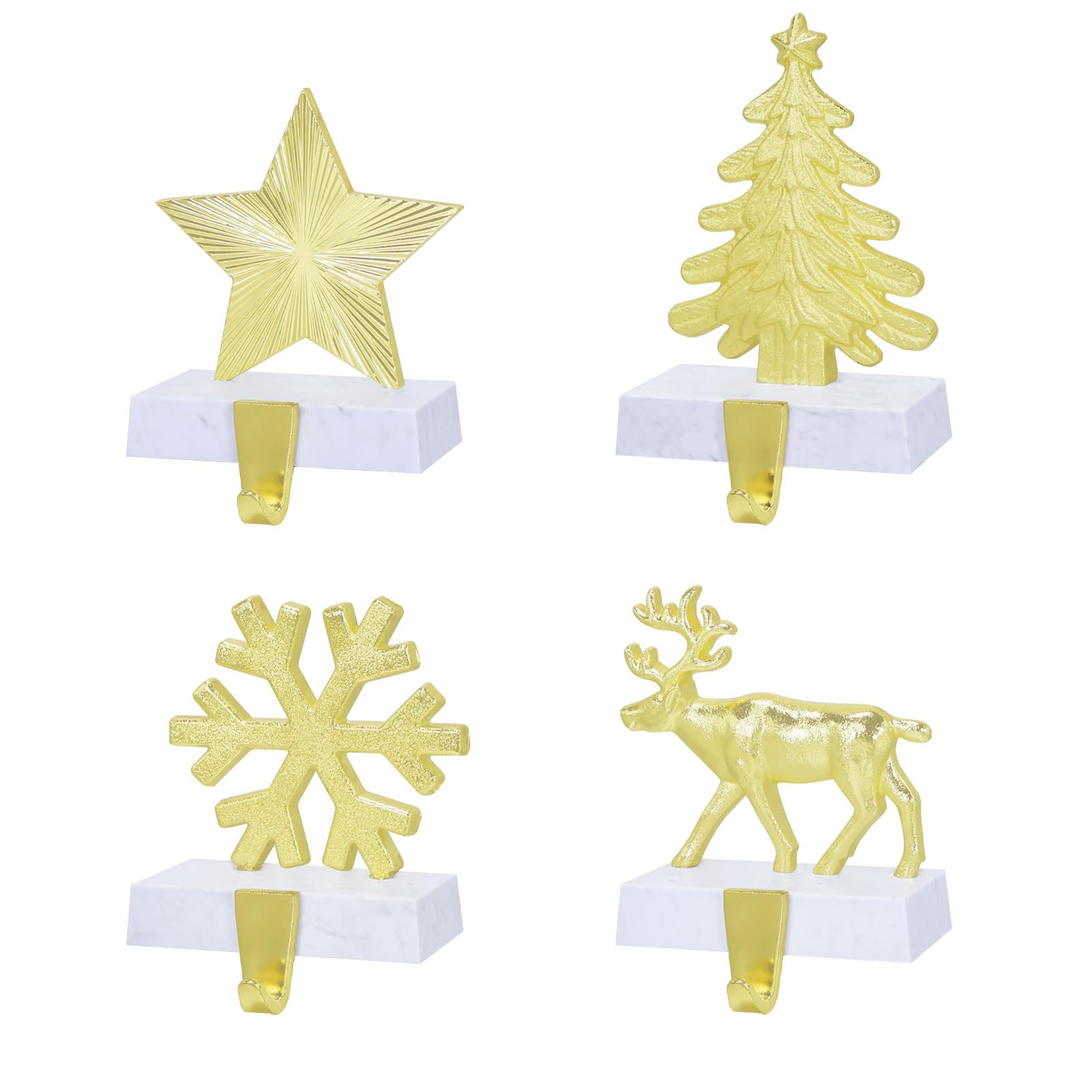 ZAALBA Gold Christmas Stocking Holders for Mantle, Set of 4 | Wayfair