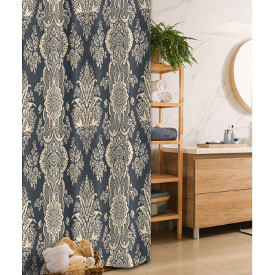 Bless international Saidel Damask Shower Curtain with Hooks Included ...