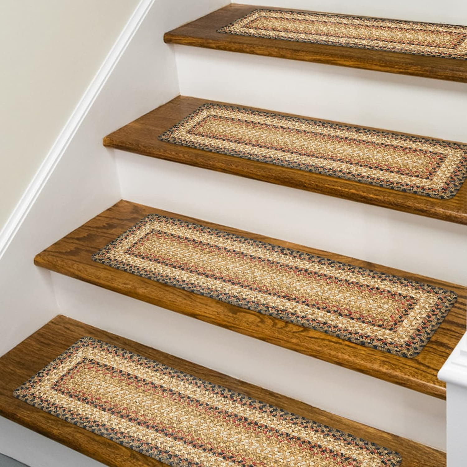 Gracie Oaks Meaghann Premium Jute Braided Stair Tread (Set of 13) Oval ...