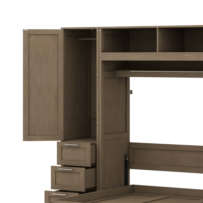 Red Barrel Studio® Full-Sized Murphy Bed With Integrated Wardrobe ...