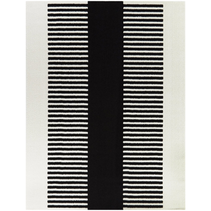 Latitude Run® Striped Black Area Rug & Reviews | Wayfair