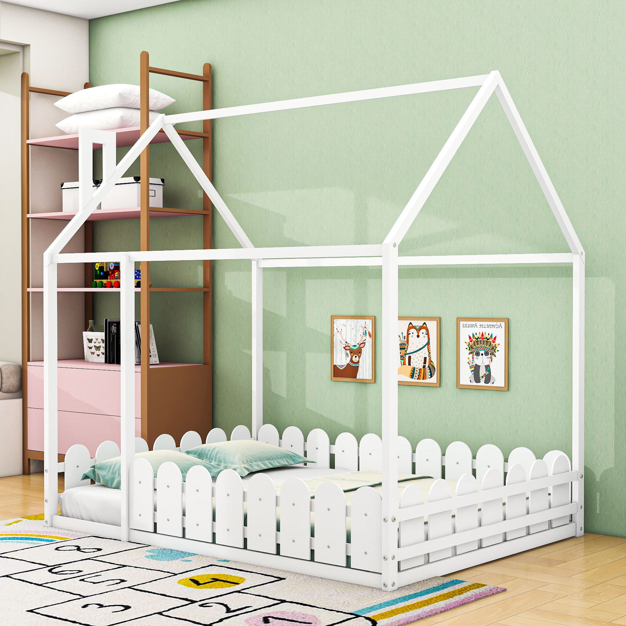 Harper Orchard Full House Bed With Roof And Rails | Wayfair