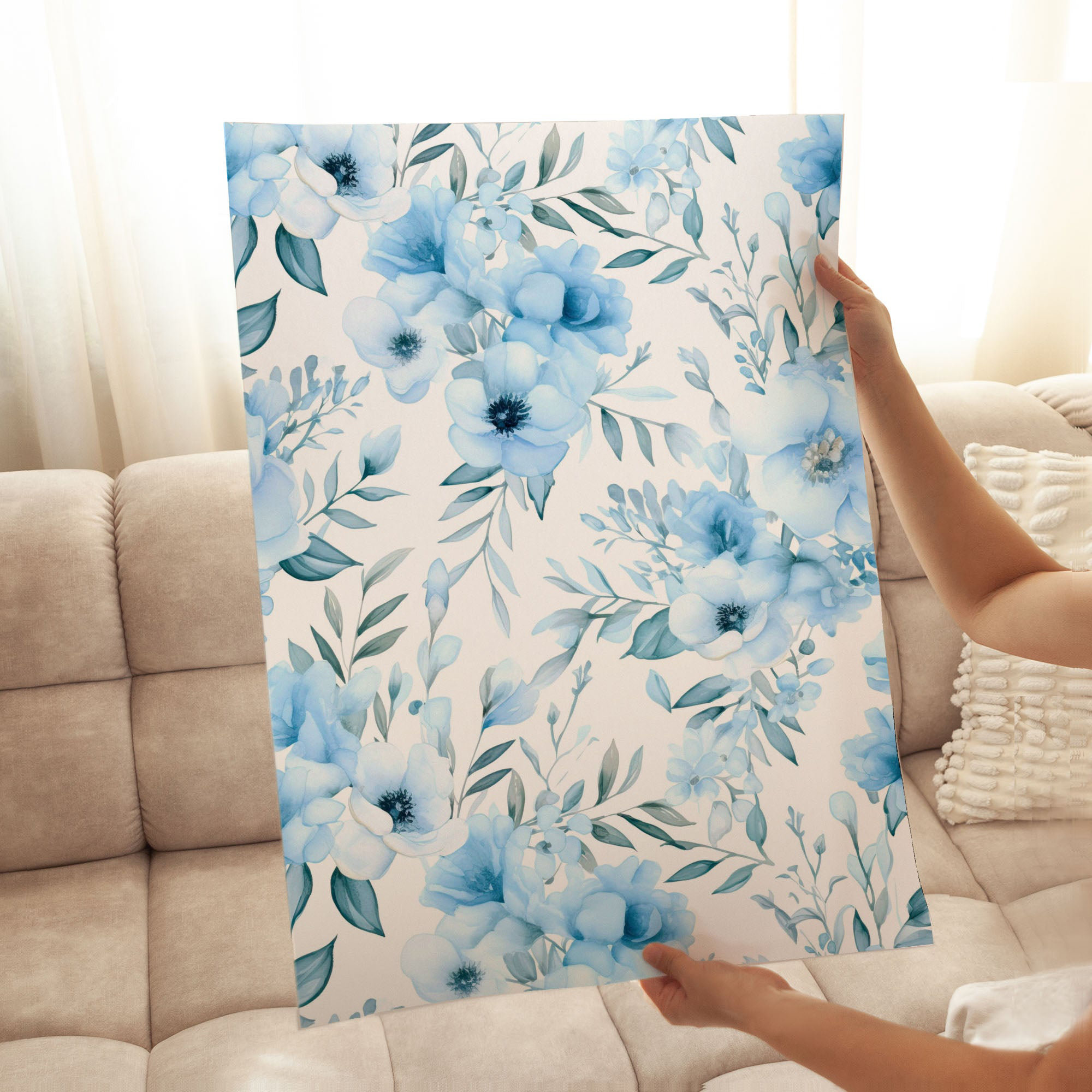 Winston Porter Floral Blue Flower Cottagecore Pattern VI Cottage ...