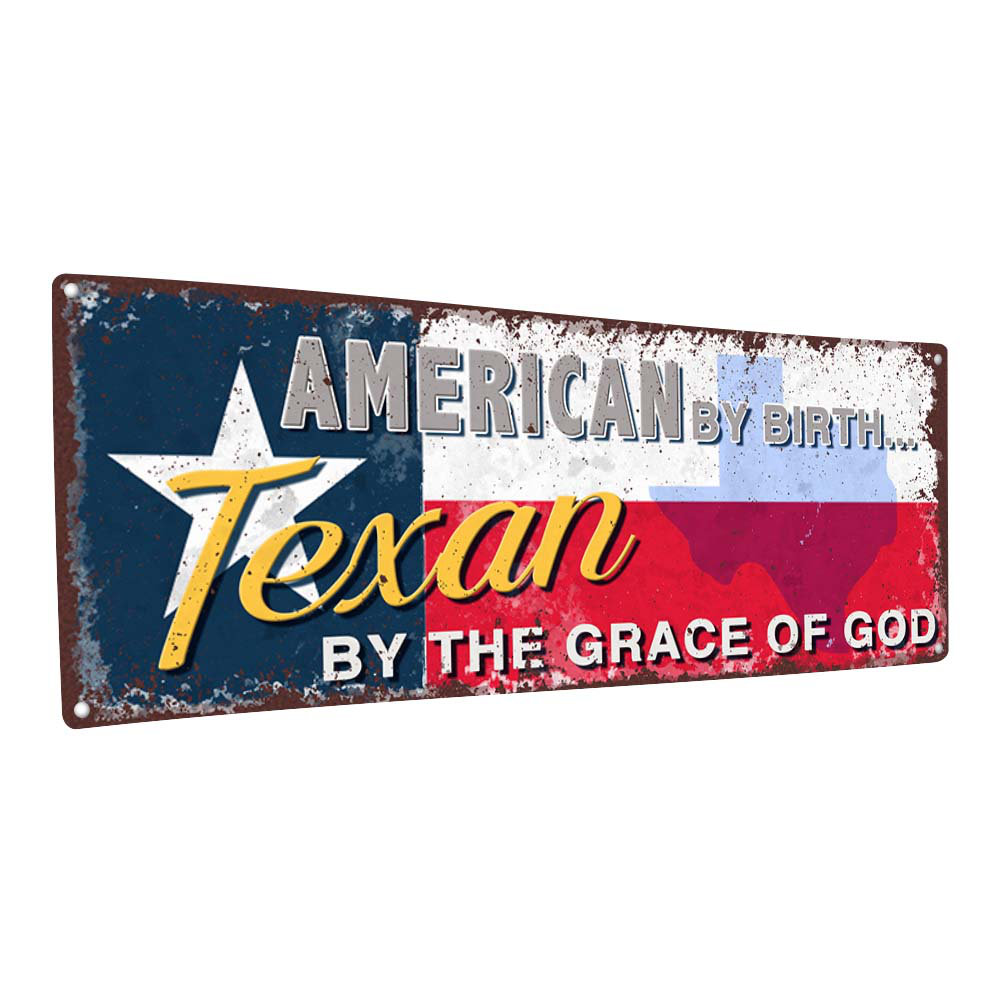 Gracie Oaks " Distressed, Texan By The Grace Of God Metal Sign " | Wayfair