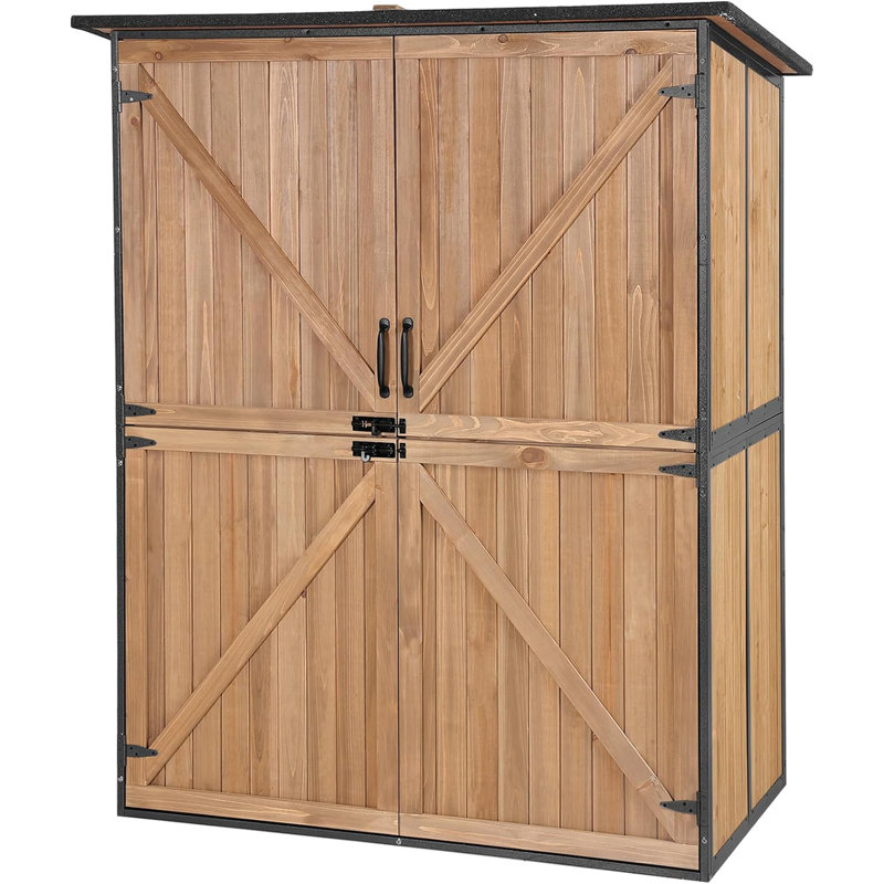 Aivituvin 4 ft. 5 in. W x 2 ft. 5 in. D Solid Wood Lean-to Storage Shed ...