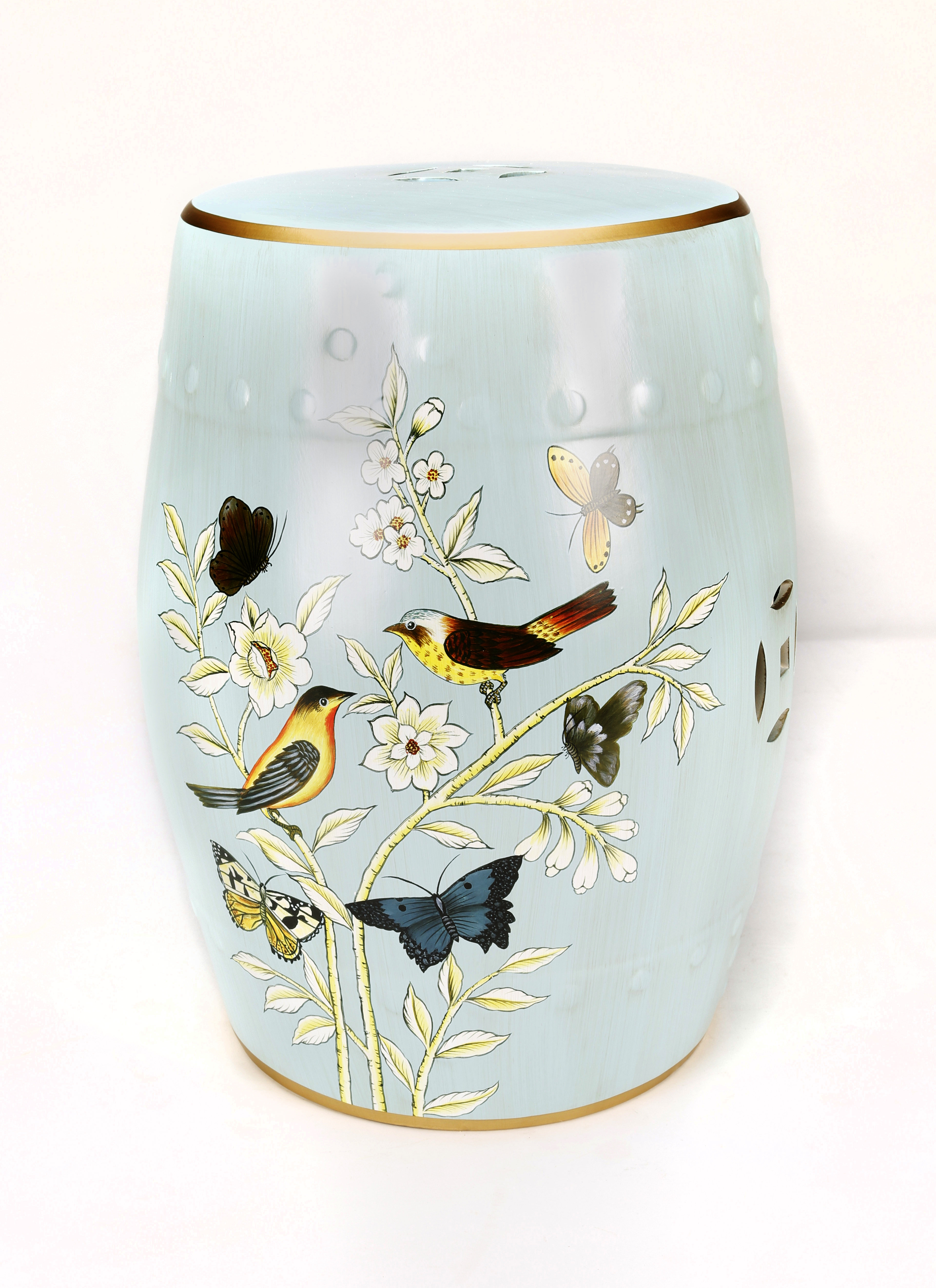 Charlton Home® Glendale Heights Birds and Butterflies Garden Stool ...