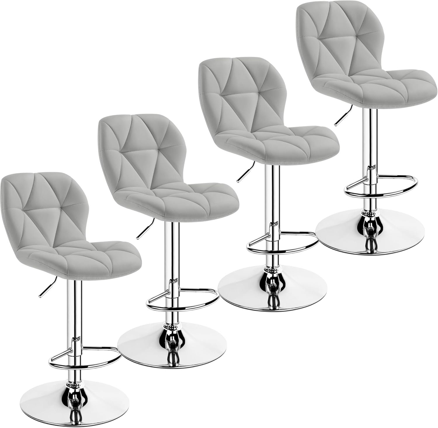 Hokku Designs Bar Stools Set of 4, PU Leather Swivel Barstools, Height ...