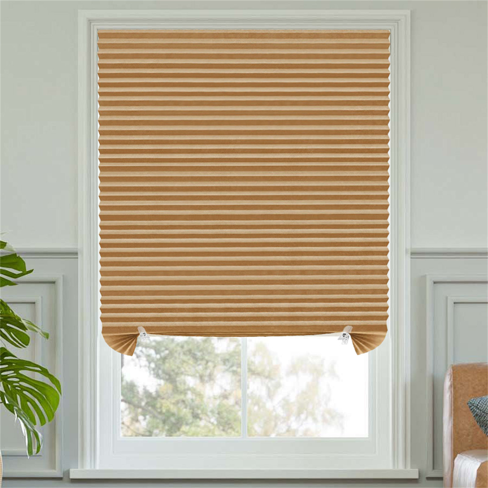Symple Stuff Self-Adhesive Temporary Pleated Blinds - No Drill, Easy ...