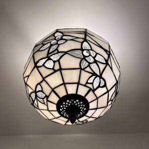 Fleur De Lis Living Tiffany Ceiling Lights Fixture White Stained Glass ...