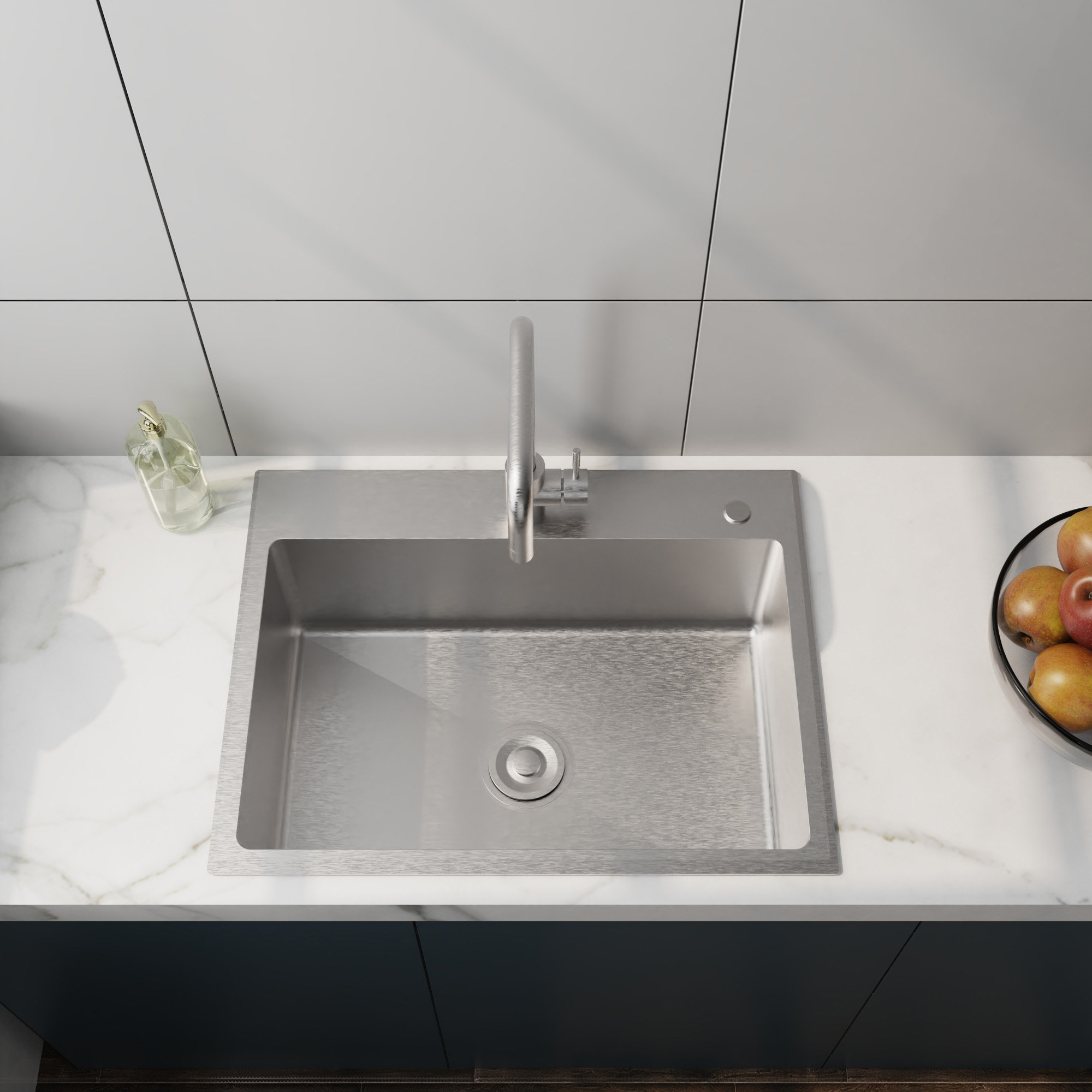 HANGZHOURUNXIN 24In Stainless Steel Washing Sink W/ Faucet Hoses And ...