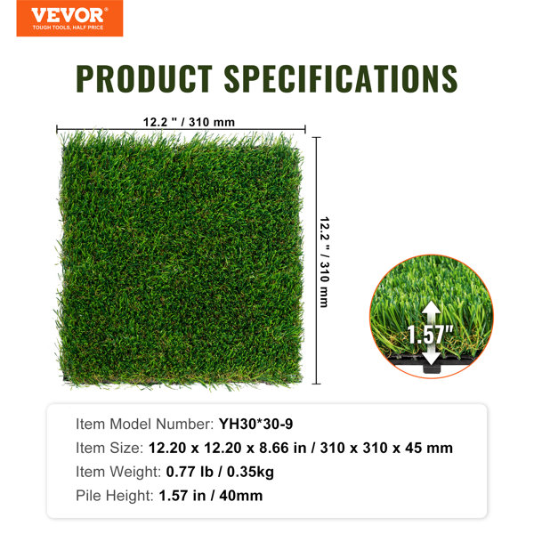 VEVOR 12" x 12" Artificial Grass Turf Panels & Reviews | Wayfair