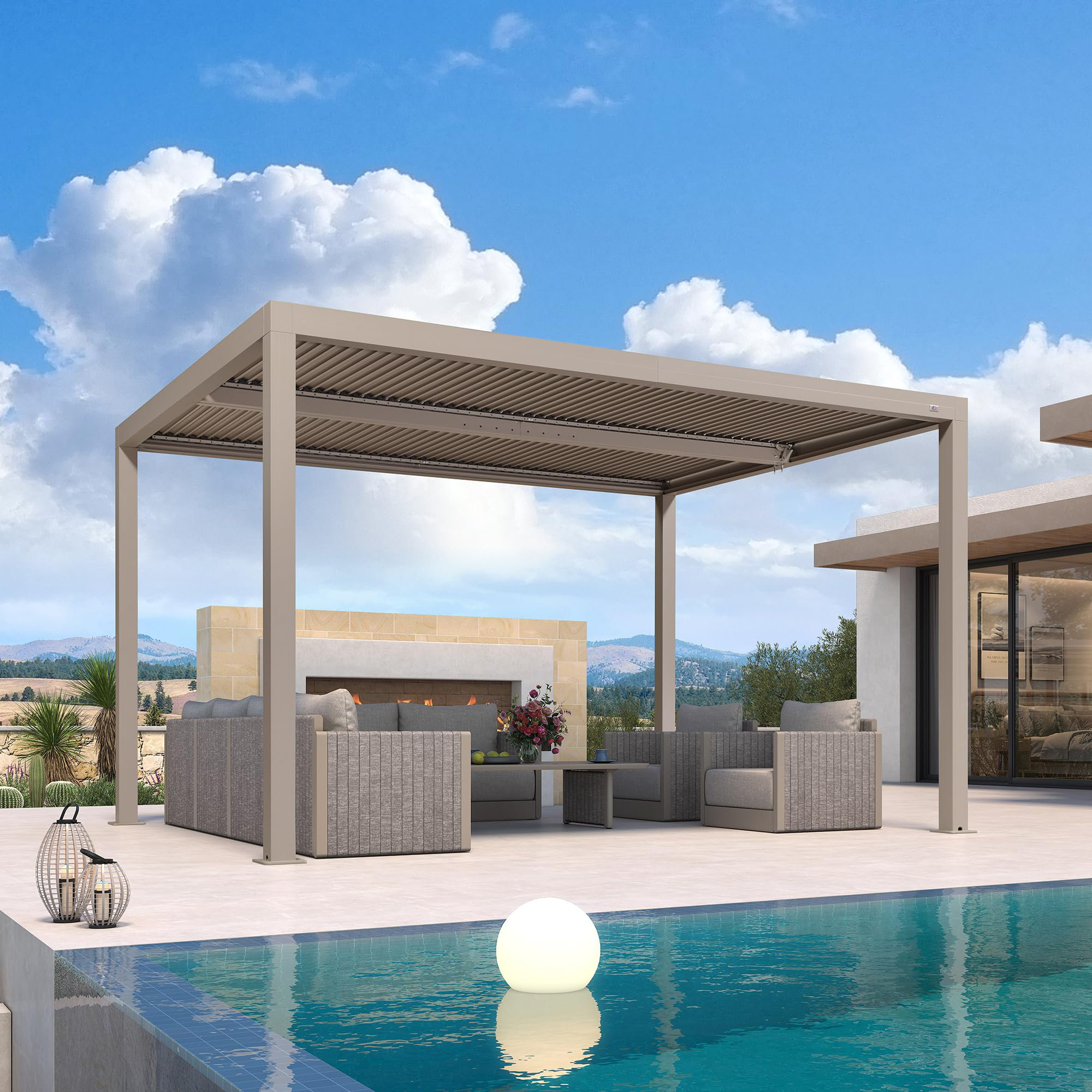 Purple Leaf Louvered Pergola 10' × 13', Aluminum Outdoor Hardtop ...