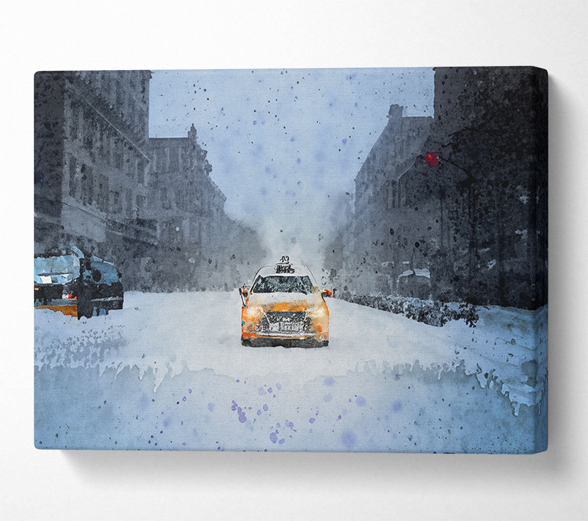 ClassicLiving Yellow Cab In The Snow Canvas Watercolour | Wayfair.co.uk