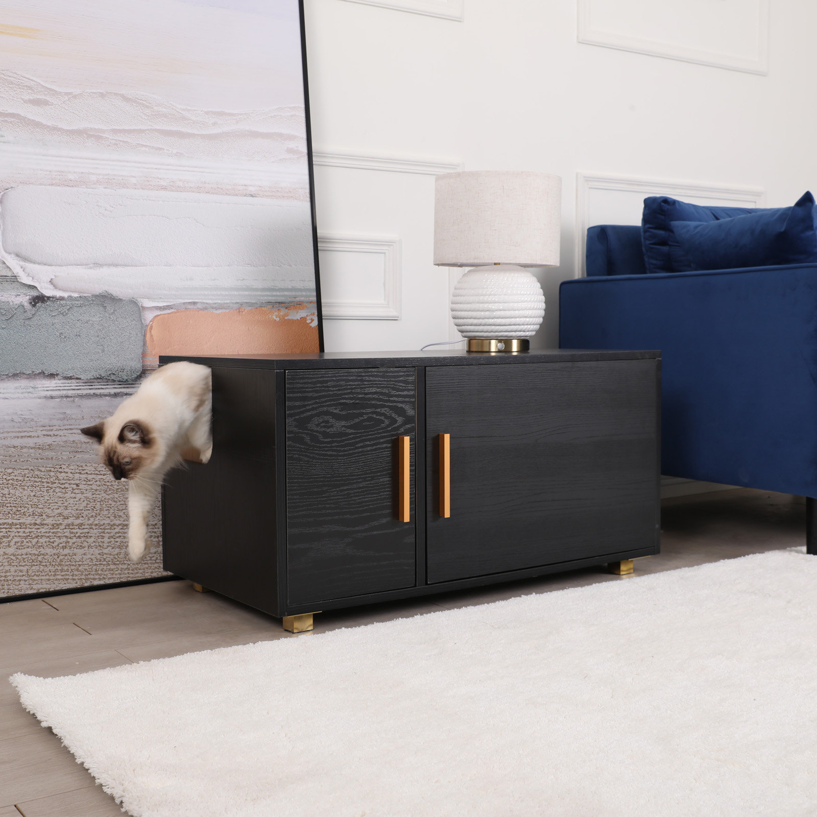 Tucker Murphy Pet™ 36‘’ Black Modern Cat Litter Box Enclosure - Wayfair ...