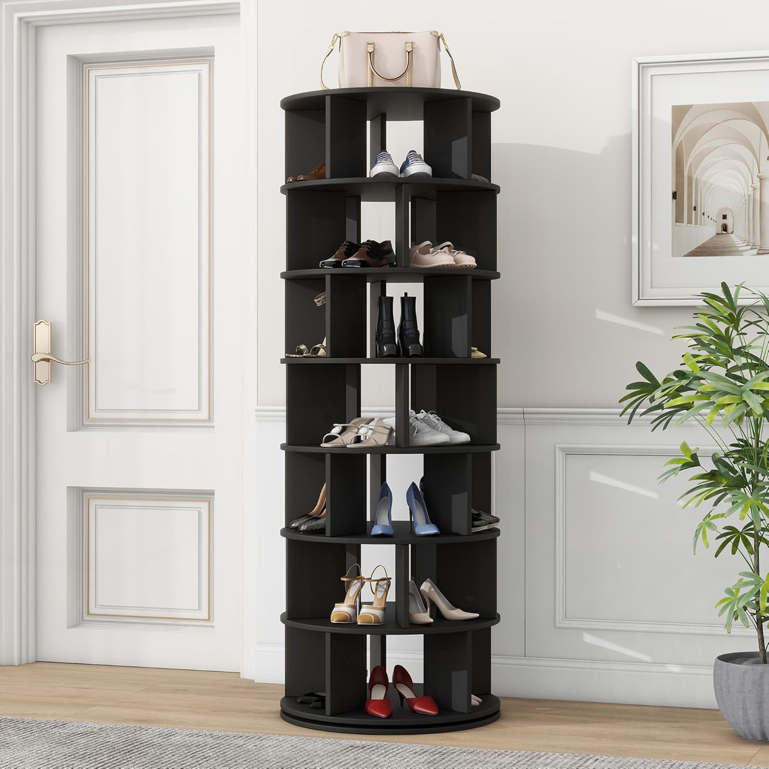 Hokku Designs 7-Tier Rotating Shoe Rack Tower With 360° Spinning Design ...