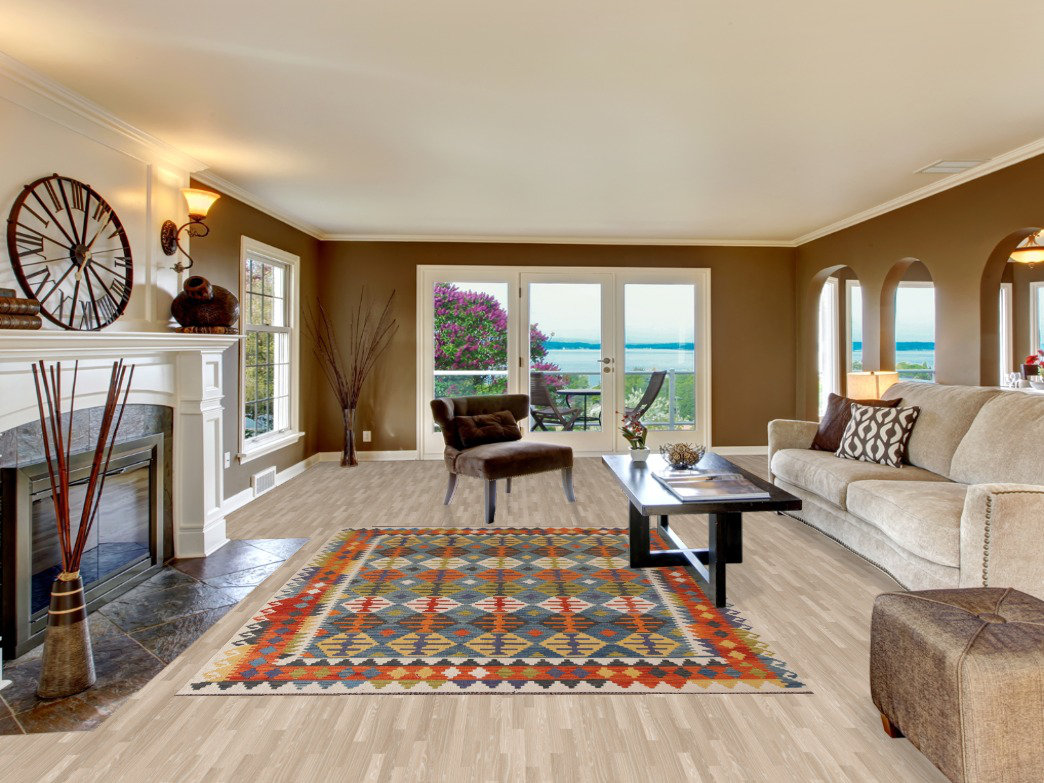 Dakota Fields Geometric Wool Kilim Living Room Area Rug 7x9 - Wayfair ...