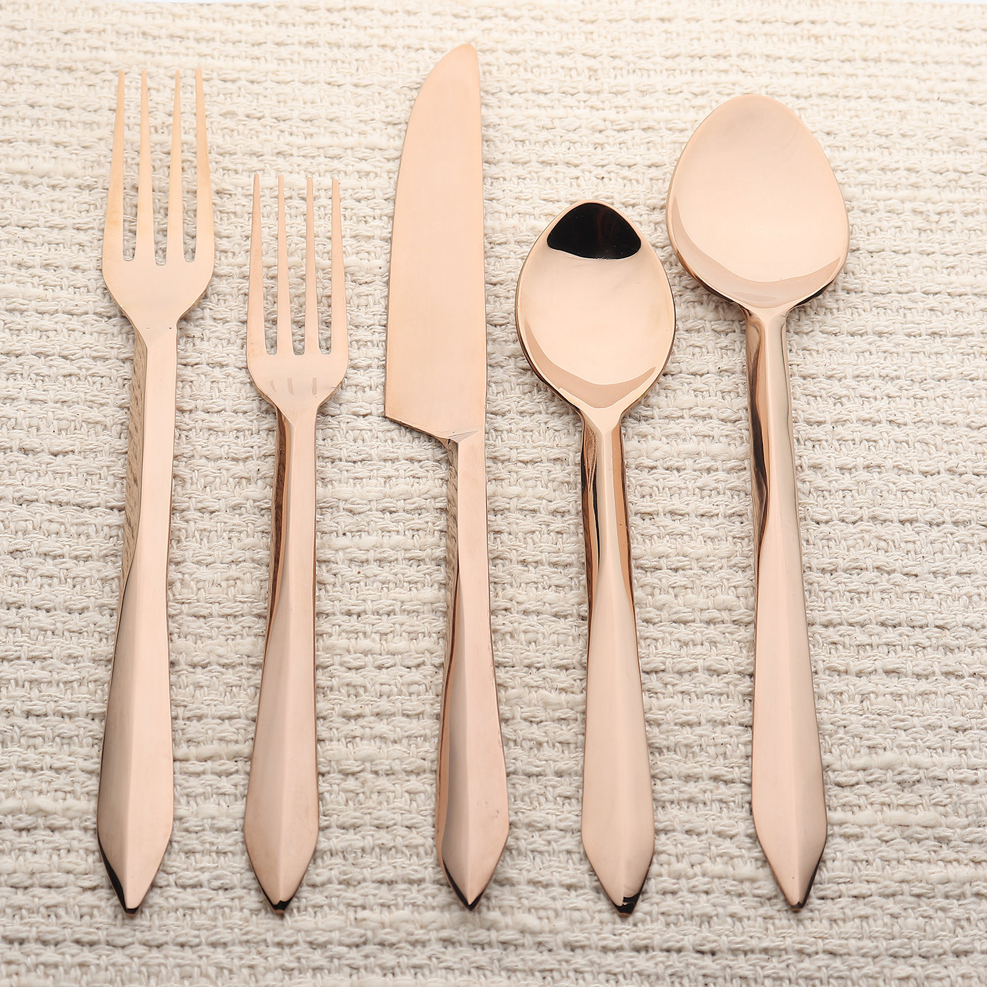 Bloomsbury Market Aristida Estique Bronze PVD 5 Pcs. Flatware Set | Wayfair