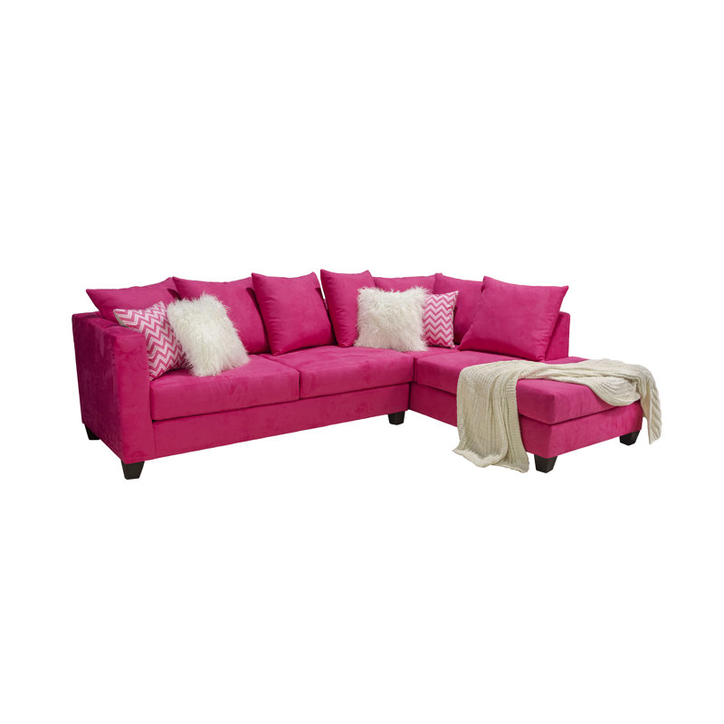 Latitude Run® Tia Corner Chaise Sectional in Pink Microsuede | Wayfair