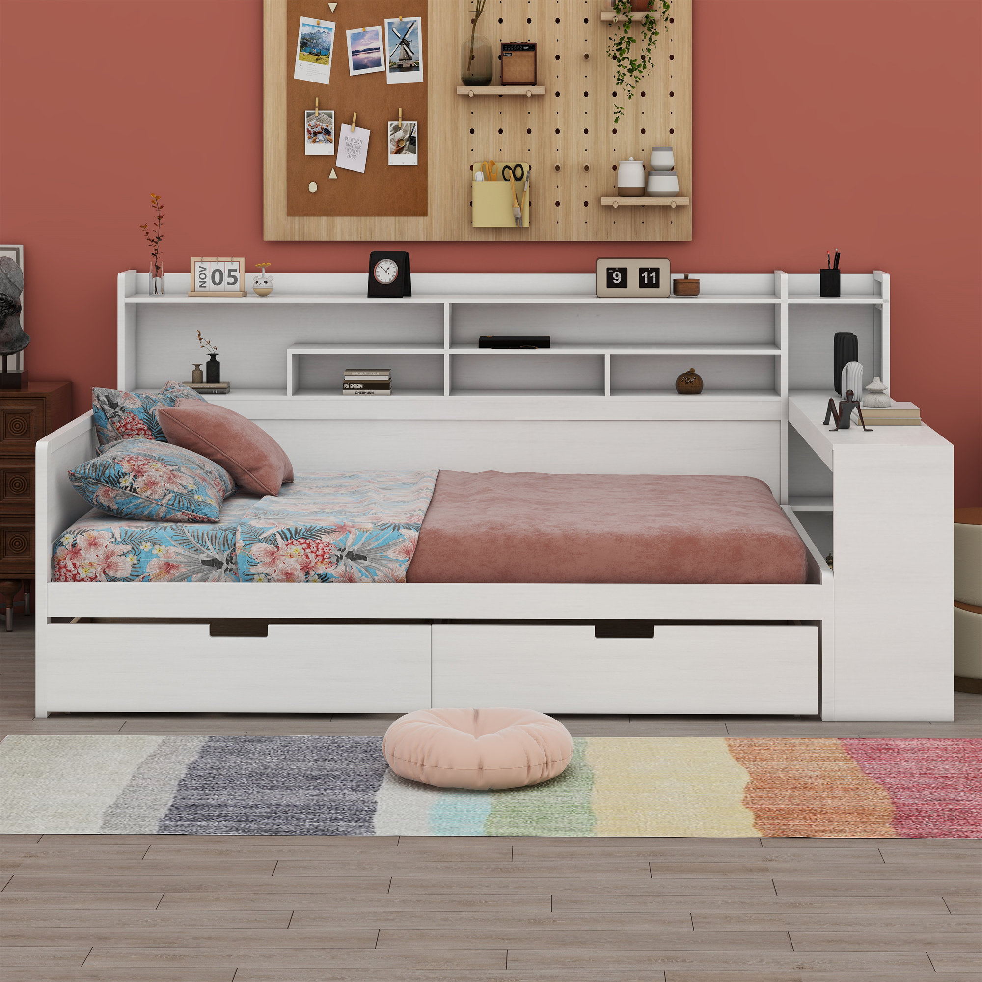 Lark Manor™ Daybed With Storage Shelves, Multi-Functional Bed With Two ...