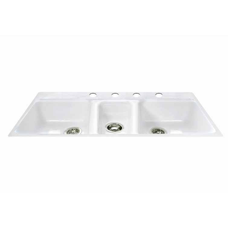 CECO Northshore 43'' L Undermount Triple Bowl Cast Iron Kitchen Sink ...