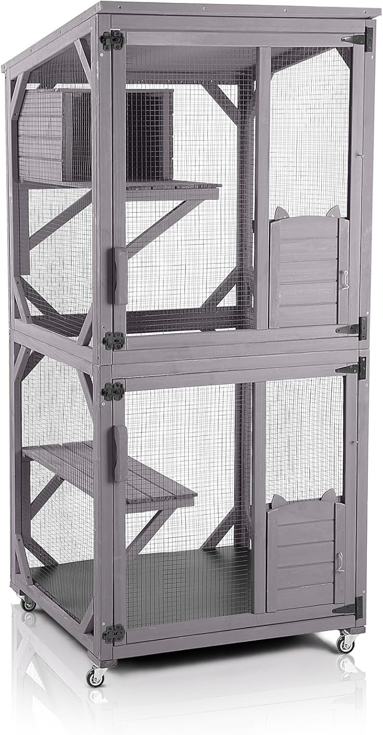 Archie & Oscar™ Cat House Outdoor Cage Cat Enclosure On Wheels,Large ...