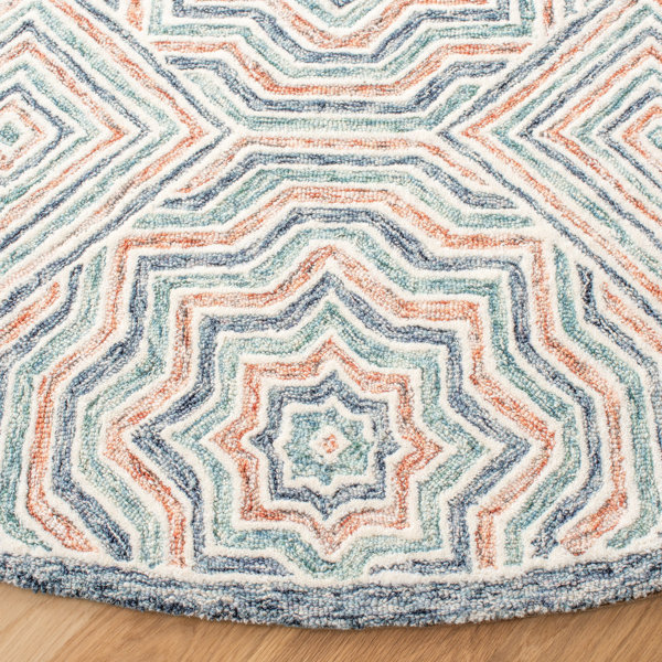 Dakota Fields Daly Handmade Wool Blue/Rust Rug & Reviews | Wayfair