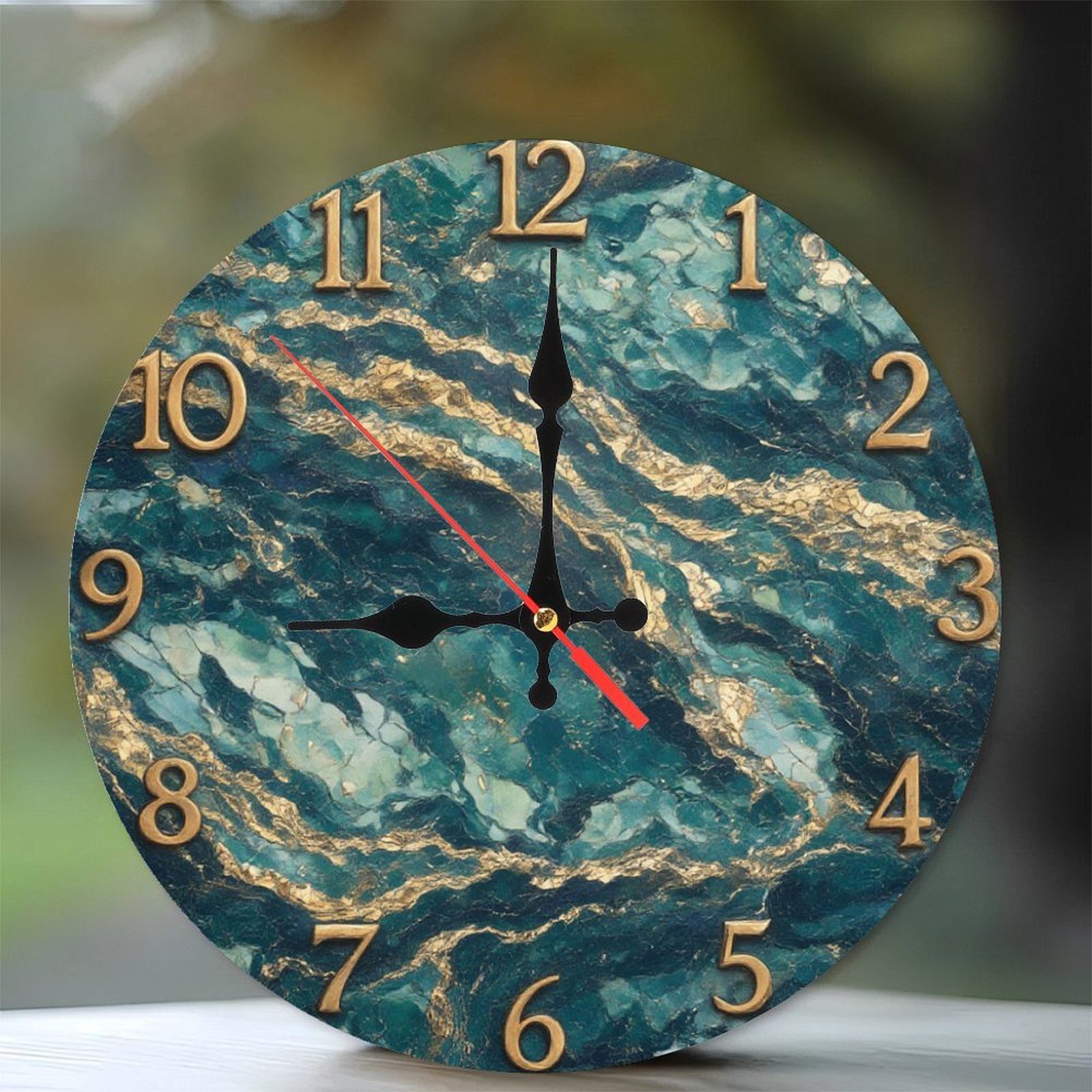 Dakota Fields Clock Face With Teal Gold Marble Texture - Wayfair Canada