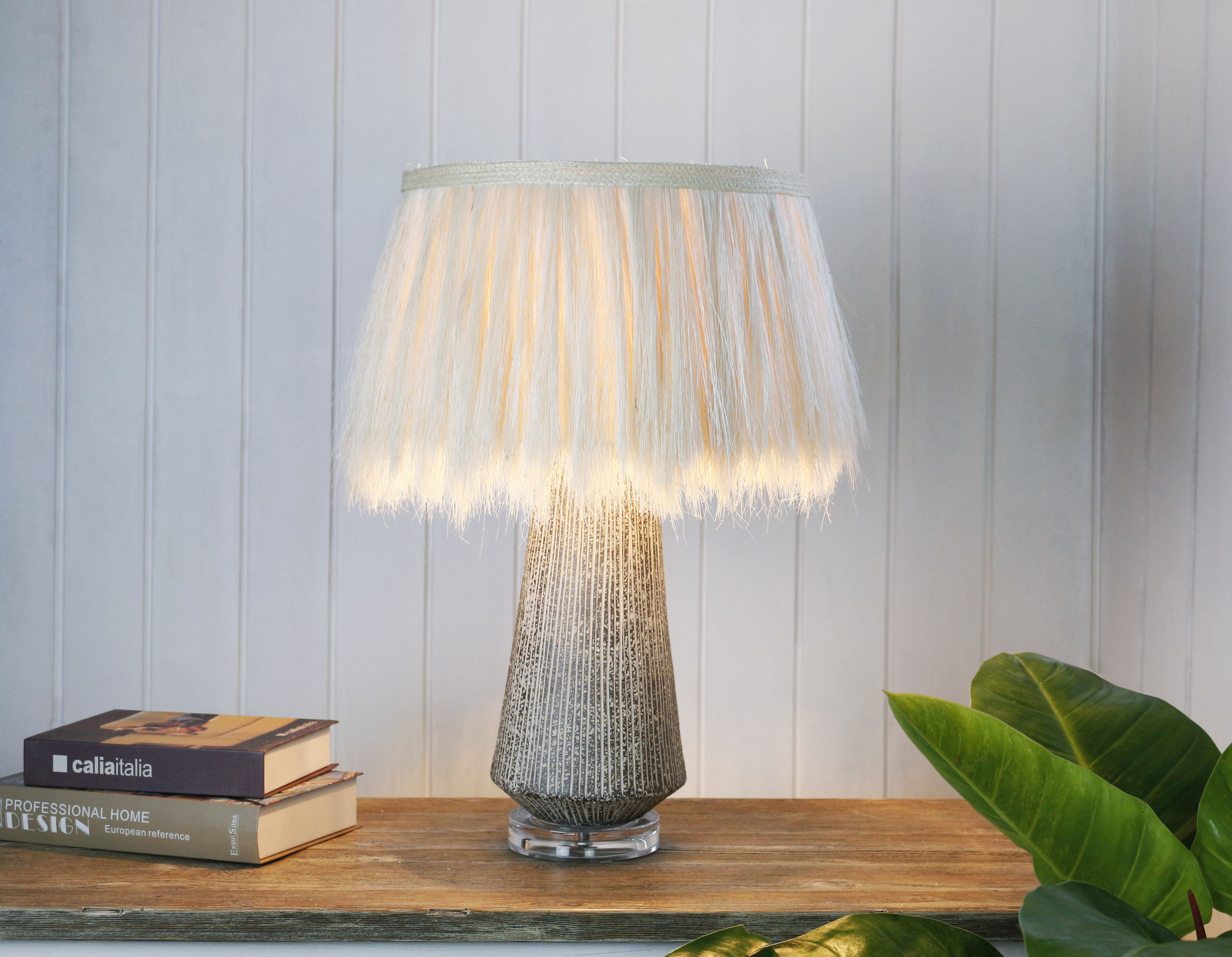 Dakota Fields Hula 22.5" Unique Naturel Abaca Table Lamp. Handcrafted ...