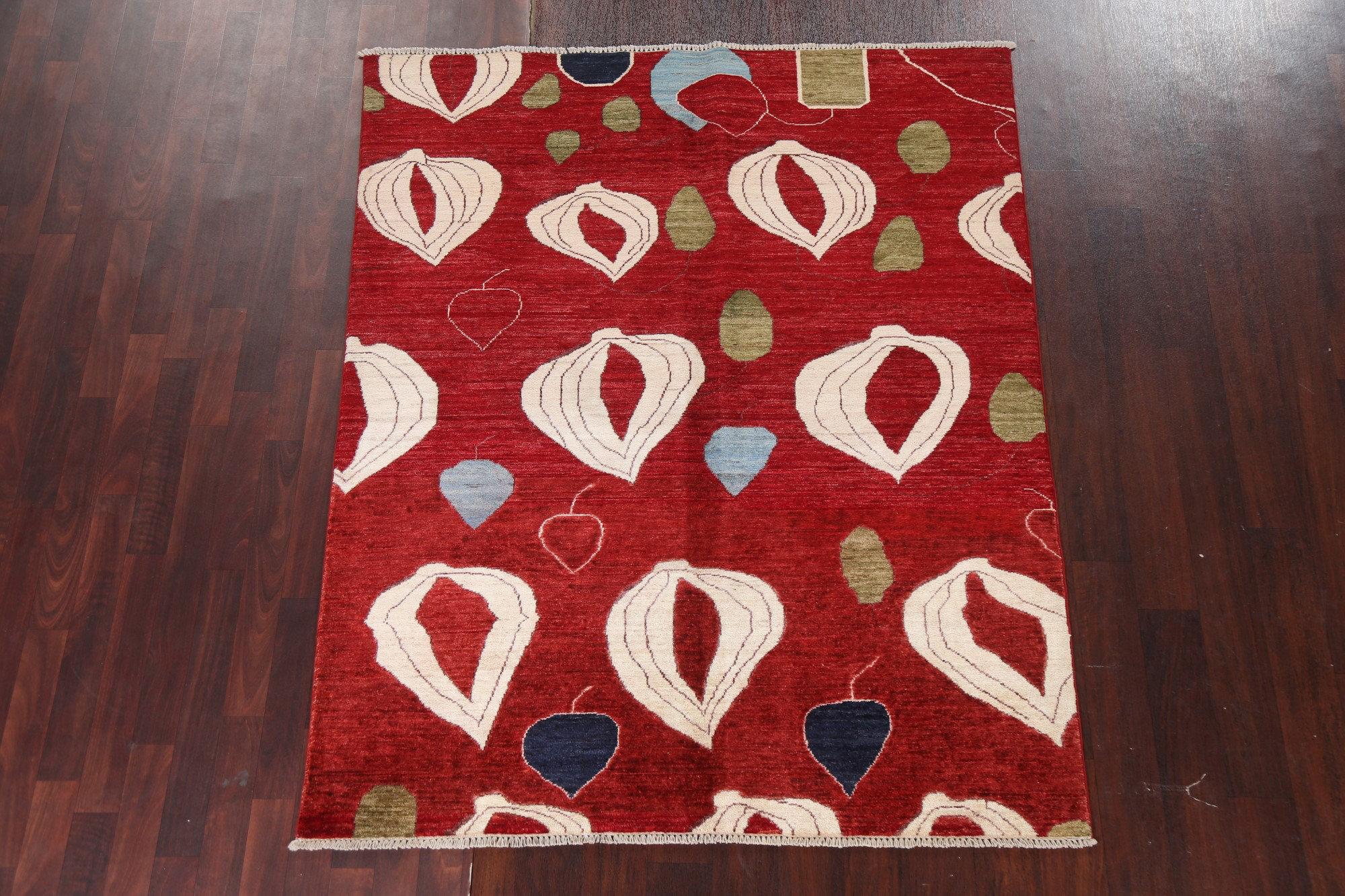 Hokku Designs Modern Red Gabbeh Oriental Area Rug 5x6 | Wayfair