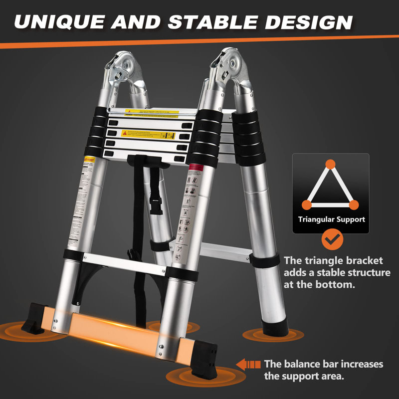 WFX Utility™ 12 - Step Aluminum Lightweight Folding Extension Ladder ...