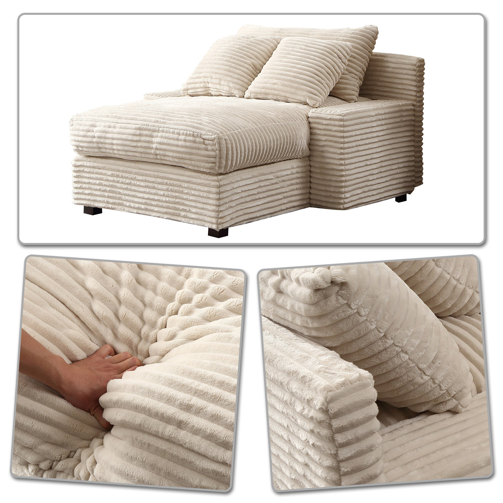Latitude Run® Luxurious and comfortable lounger with corduroy fabric ...
